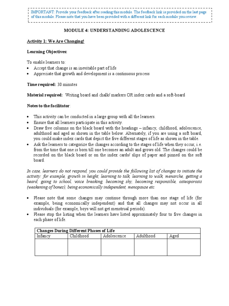 Module 4 Understanding Adolescence Pdf Puberty Menstrual Cycle