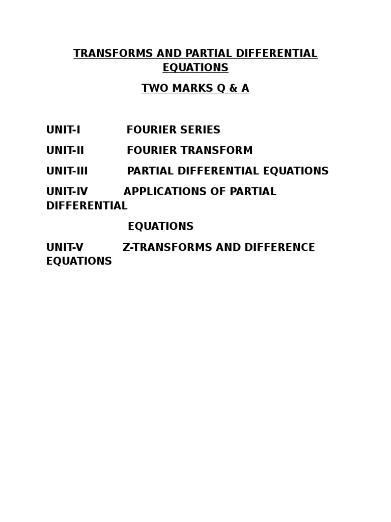 Transforms and Partial Differential Equations | PDF | Sine | Fourier Series