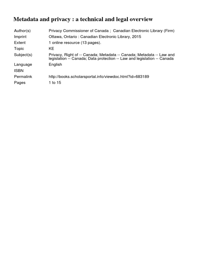 Metadata and Privacy - A Technical and Legal Overview-Pages-1-15 | PDF