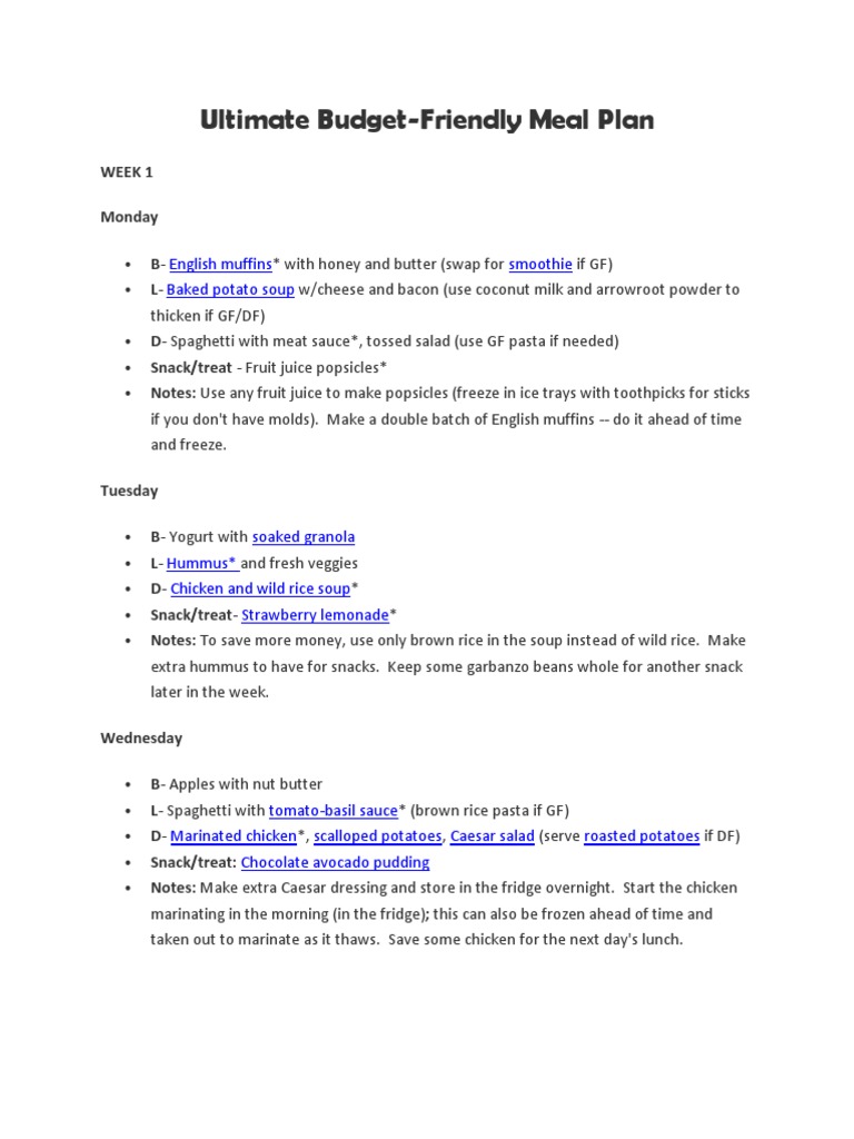 Budget Meal Plan with Freezer Tips | PDF
