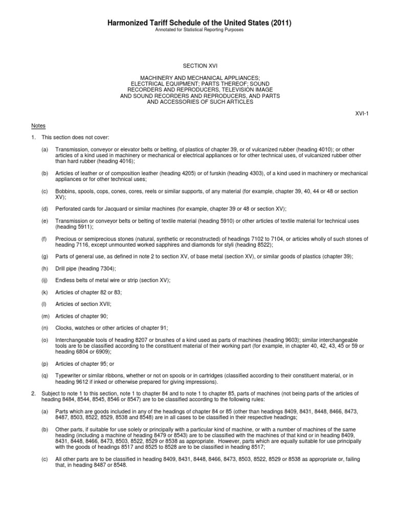 Harmonized Tariff Schedule of The United States (2011) : Annotated For ...