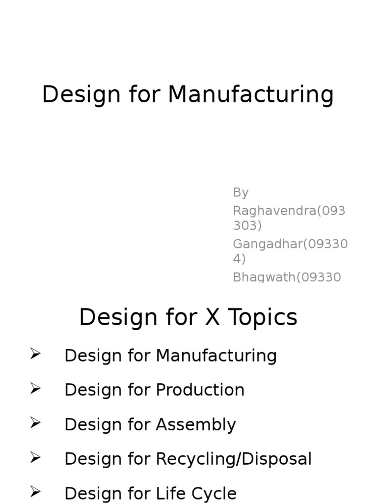 Design For ManuFacturing | PDF | Cost | Production And Manufacturing