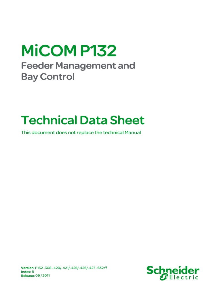 MiCOM P132 - TechnicalDataSheet | PDF | Relay | Power Supply