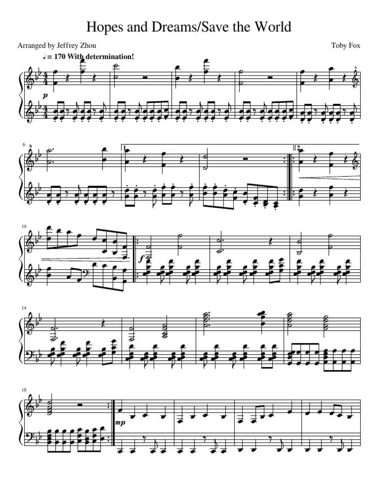 Hopes and Dreams Piano Sheet Music | PDF