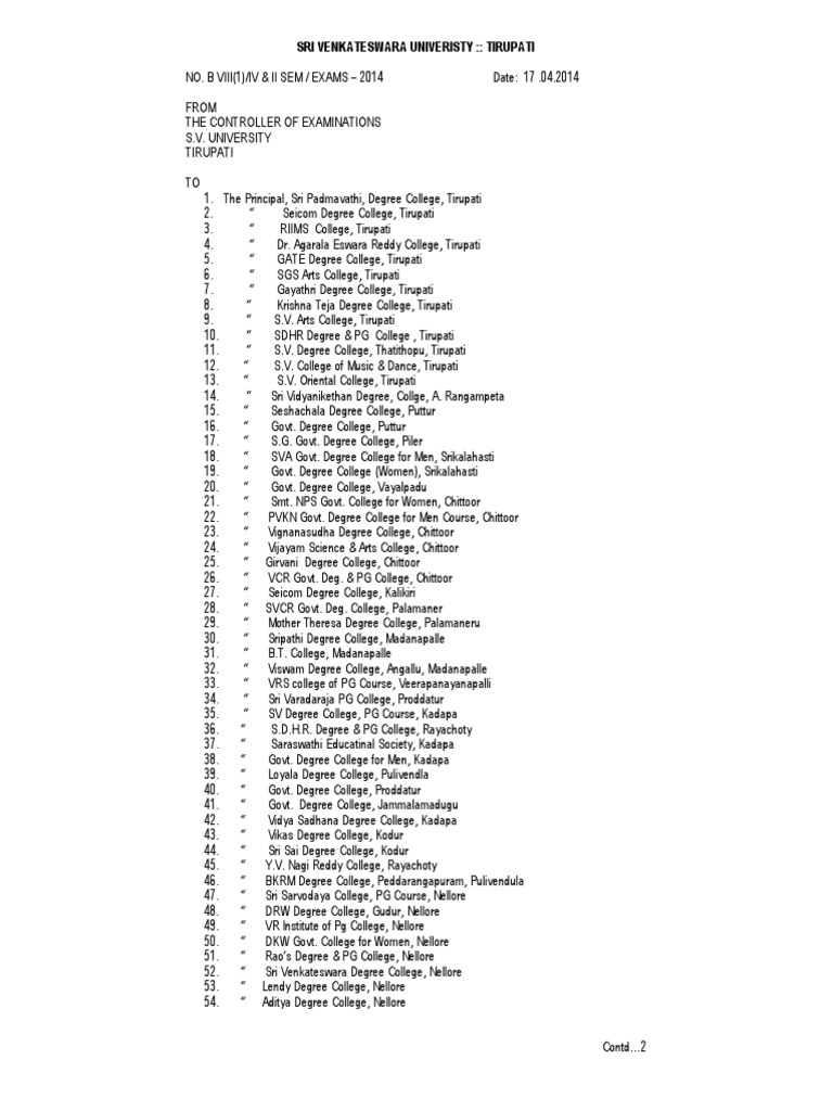 Sri Venkateswara University | PDF | Postgraduate Education | Test ...