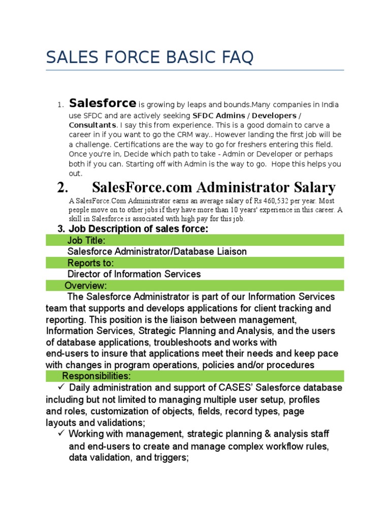 Sales Force Basic Faq | PDF | Salesforce.Com | Programmer