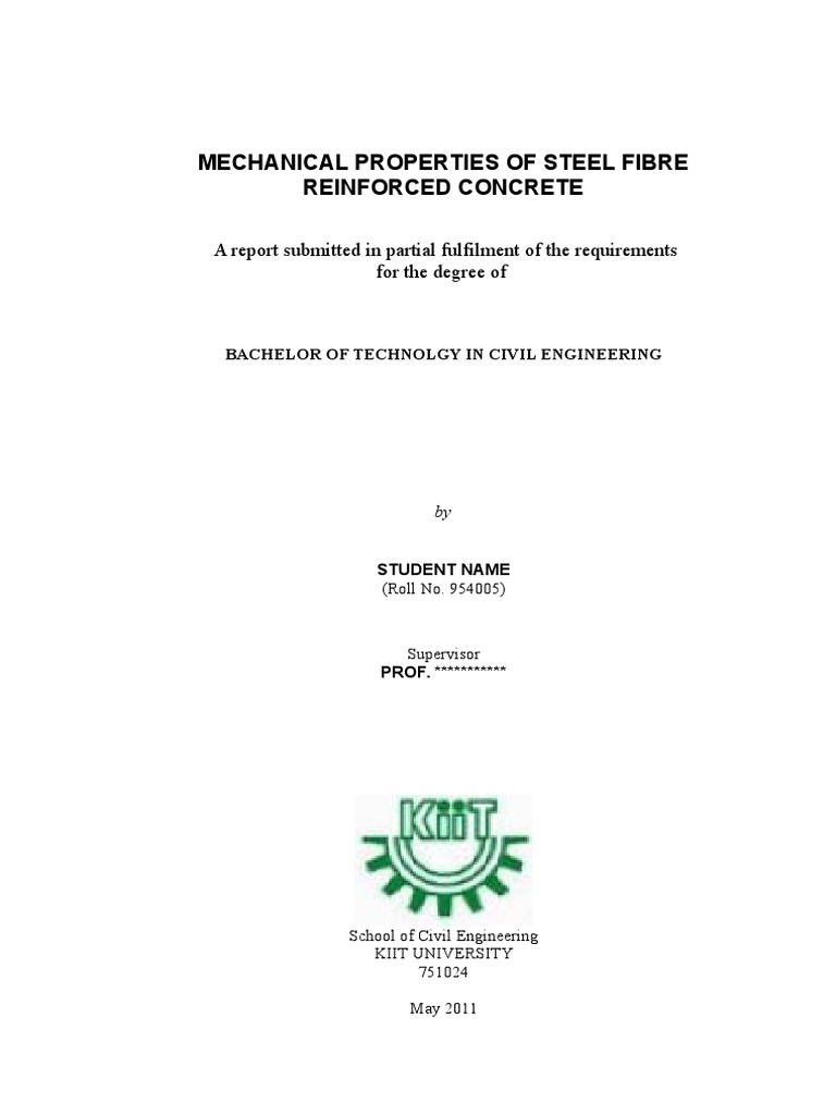 Btech Project Report Template-1 | Reinforced Concrete | Concrete