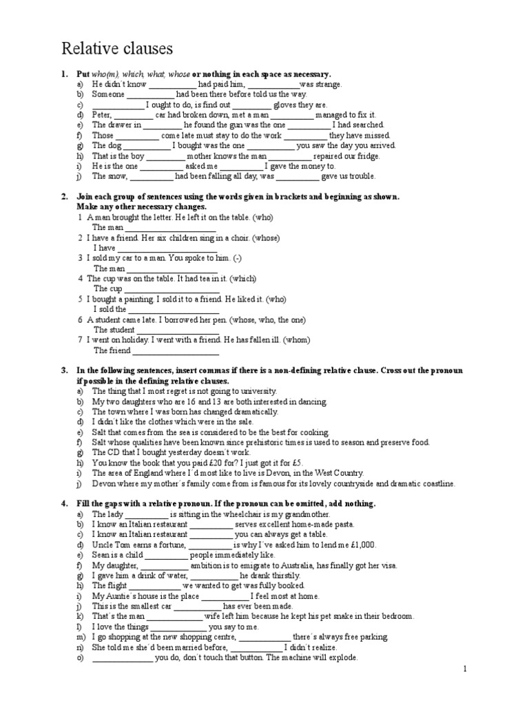 Week 5 - Grammar Exercises - Relative Clauses | PDF | Computer Network | Computing