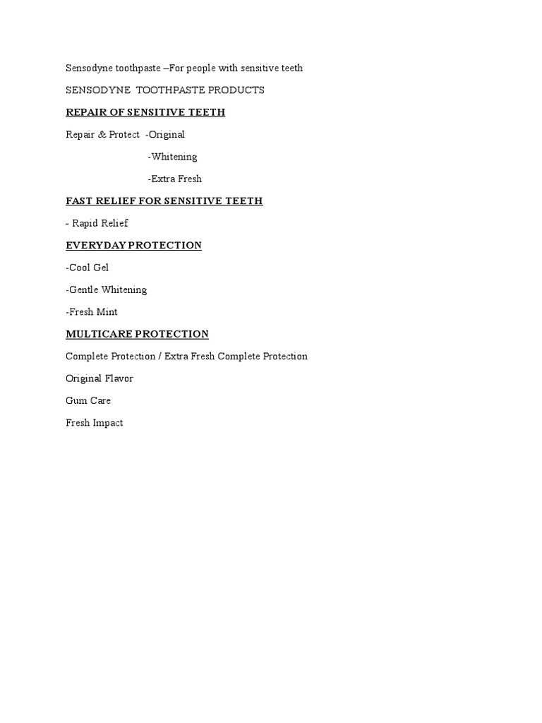 Sensodyne Toothpaste Ingredients Overview | PDF | Sodium | Sodium Hydroxide