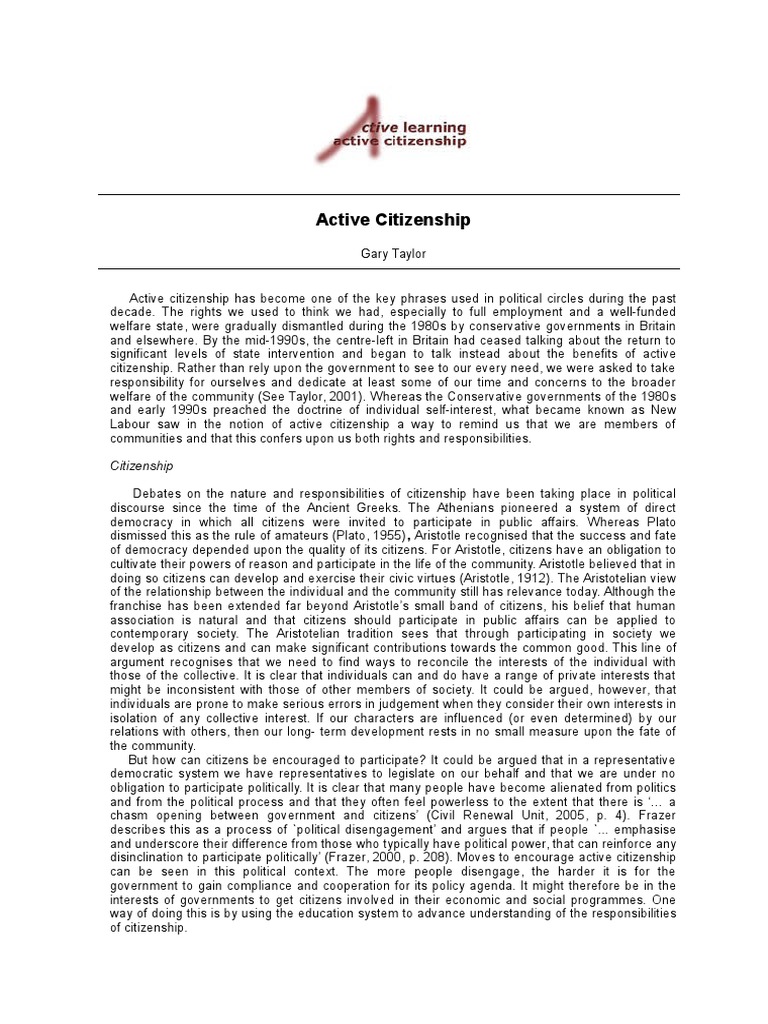 Active Citizenship Article | Citizenship | Community