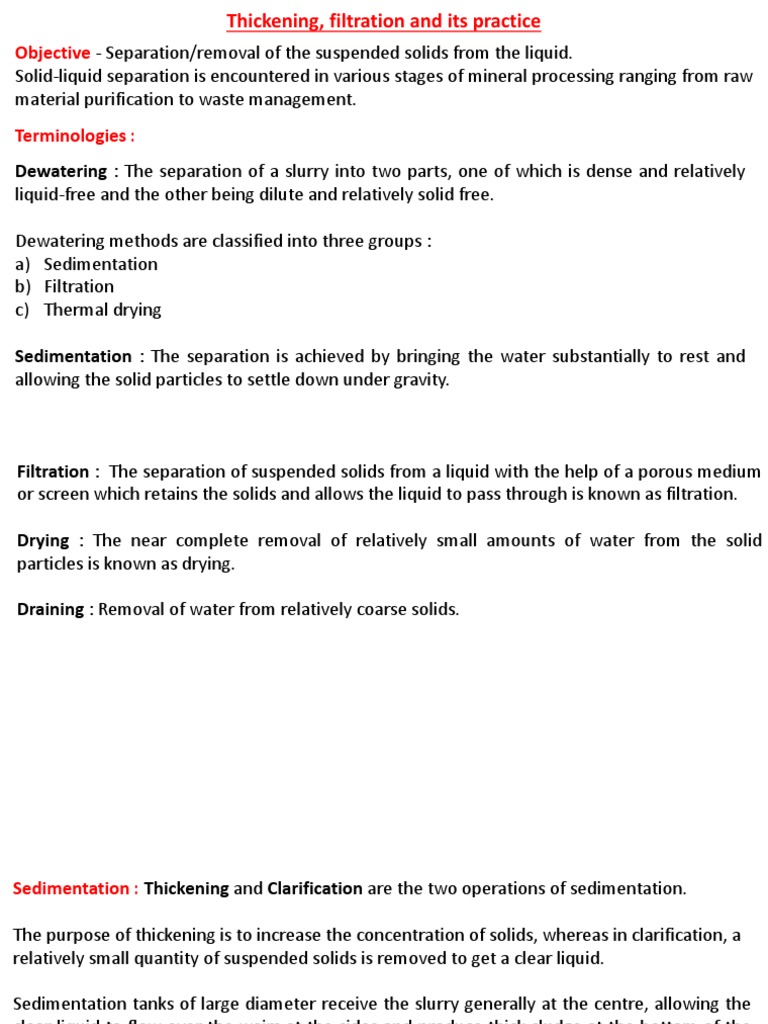 Solid-Liquid Separation Techniques: A Comparison of Sedimentation ...