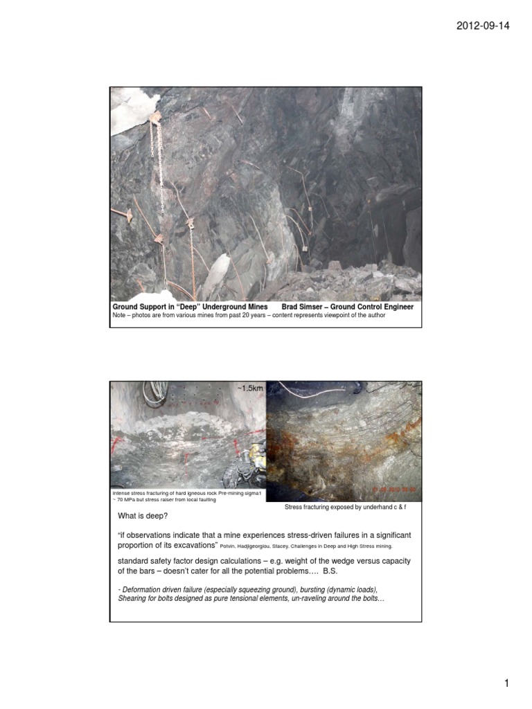 Ground Support in Deep Underground Mines | PDF | Earthquakes | Stress ...