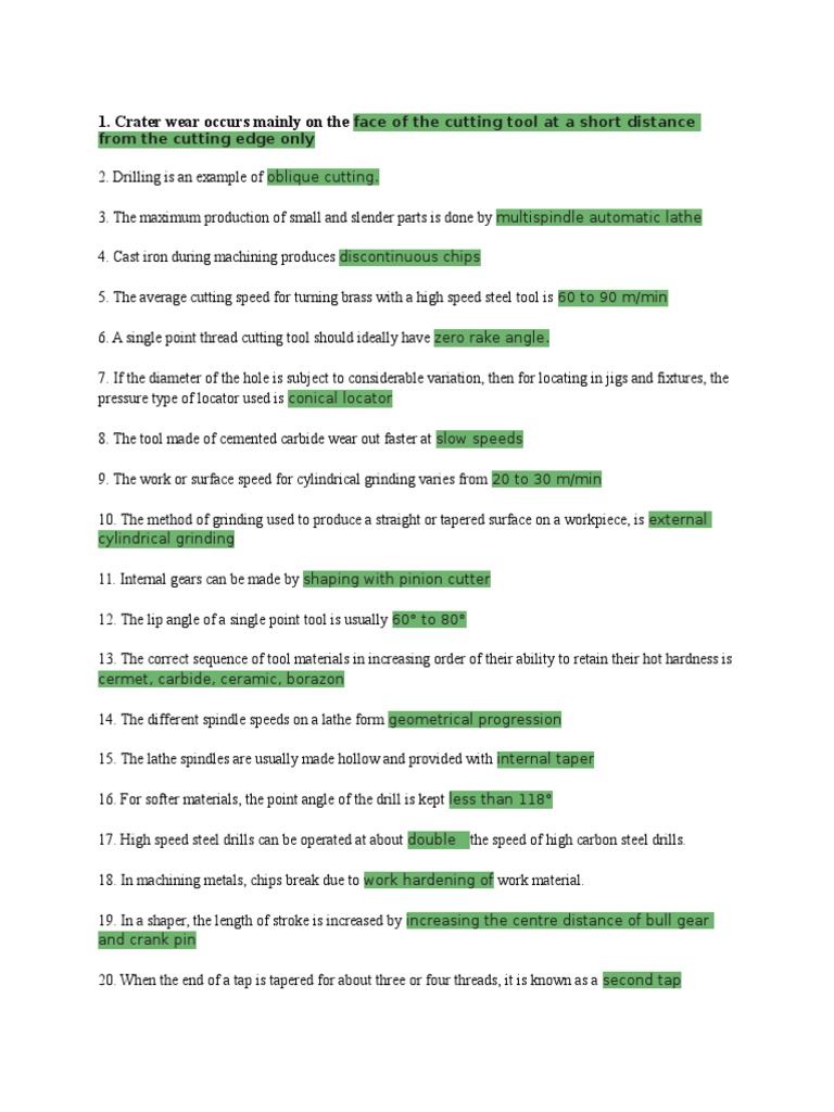 Manufacturing Quiz | PDF | Grinding (Abrasive Cutting) | Machining