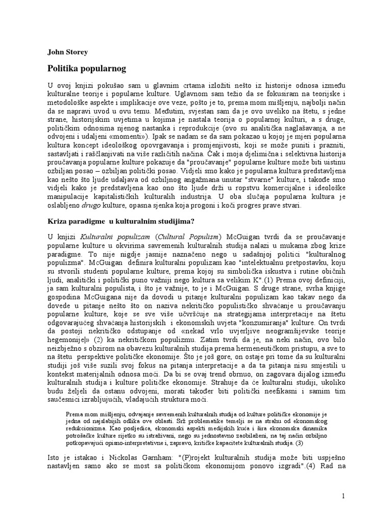 John Storey - Kulturalni Studiji | PDF