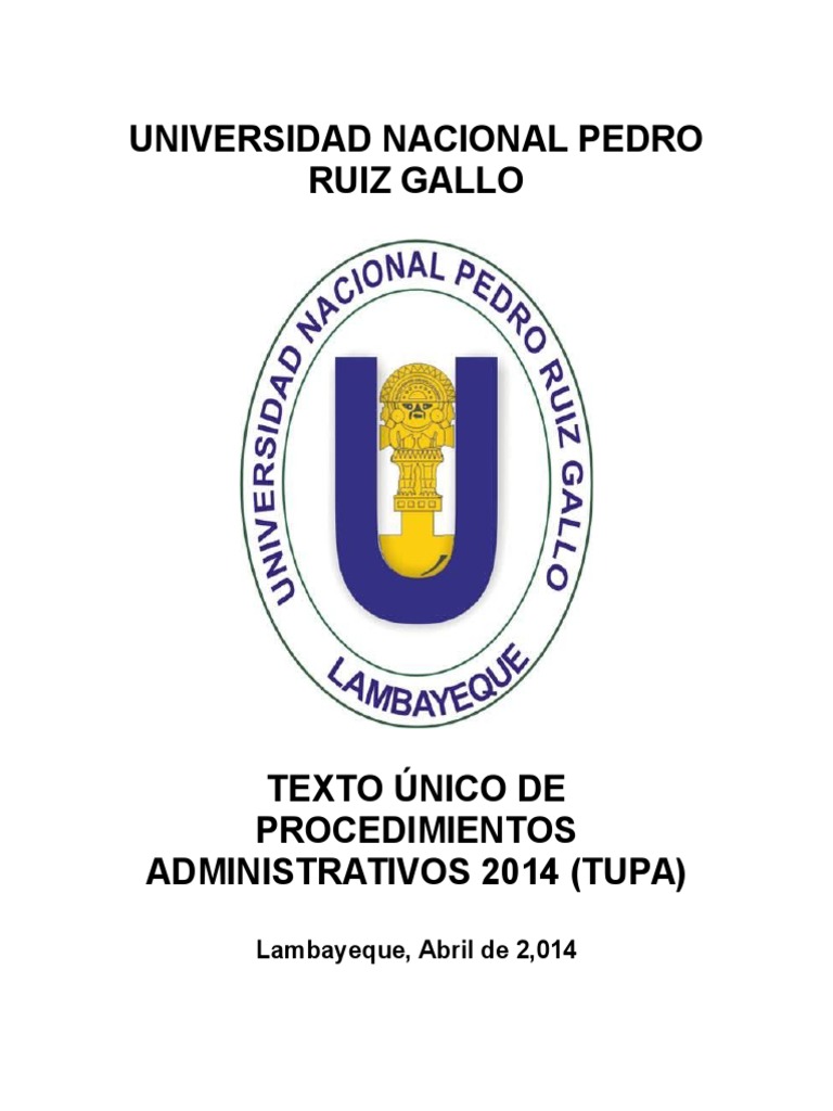 Formato TUPA-2014-UNPRG (28-04-2014) | PDF | Gobierno | Educación avanzada