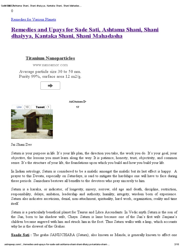 Remedies for Ashtama Shani Effects | PDF | Planets In Astrology | Astrology