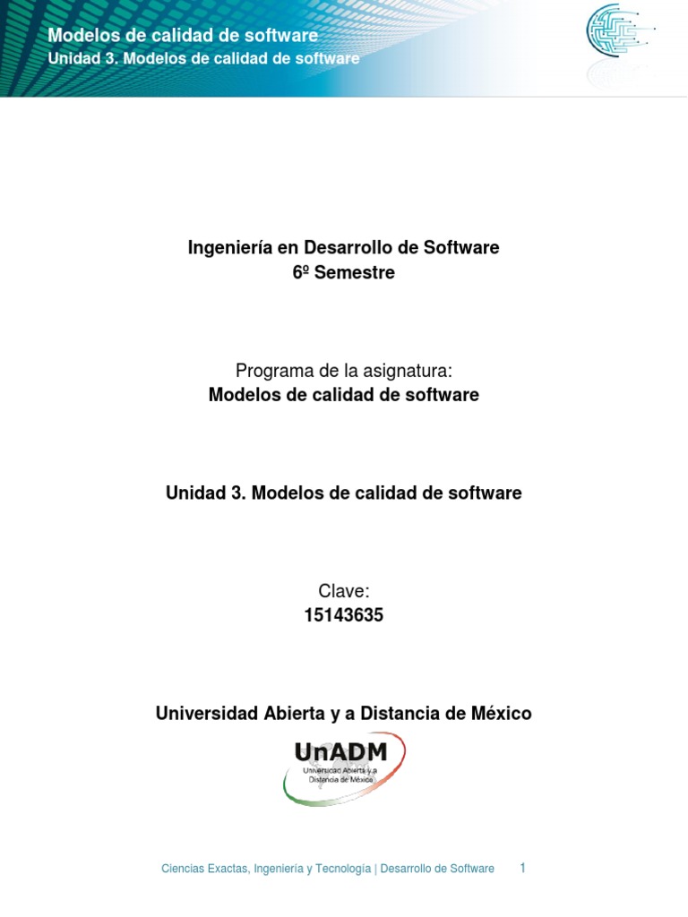 Unidad 3. Modelos de Calidad de Software | PDF | Ingeniería de software | Software