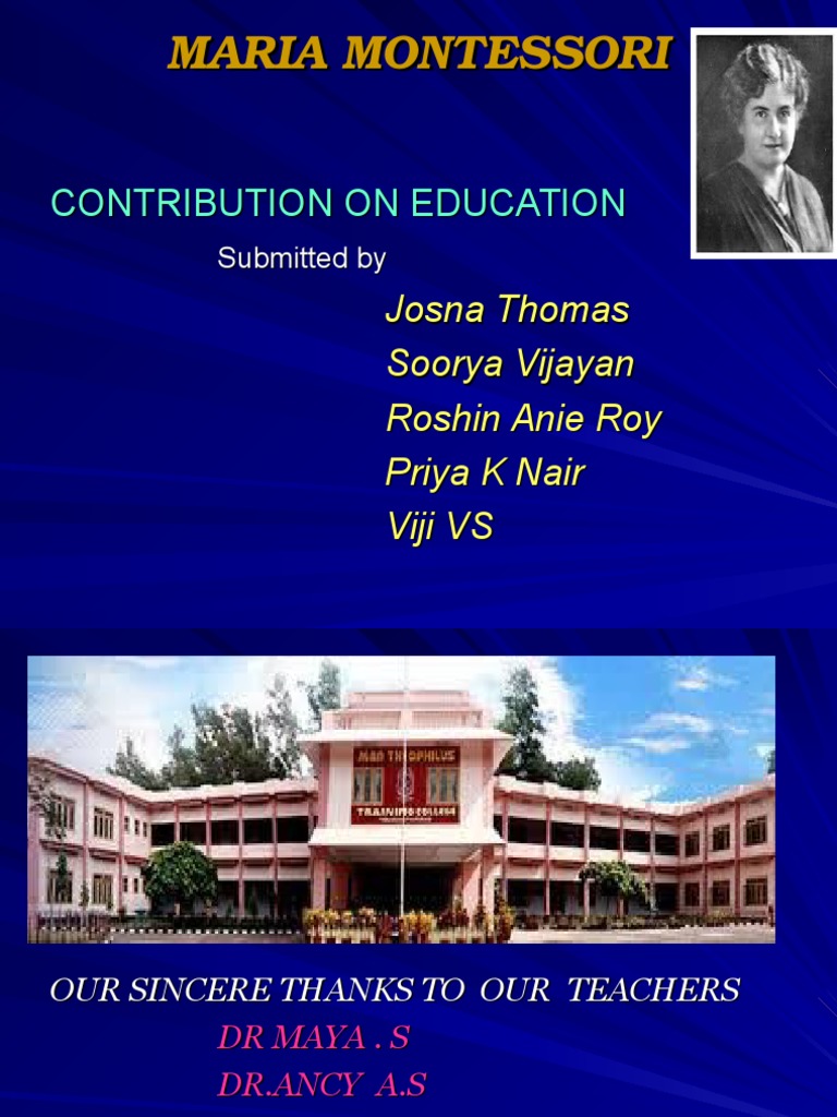 Maria Montessori: Contribution On Education | PDF