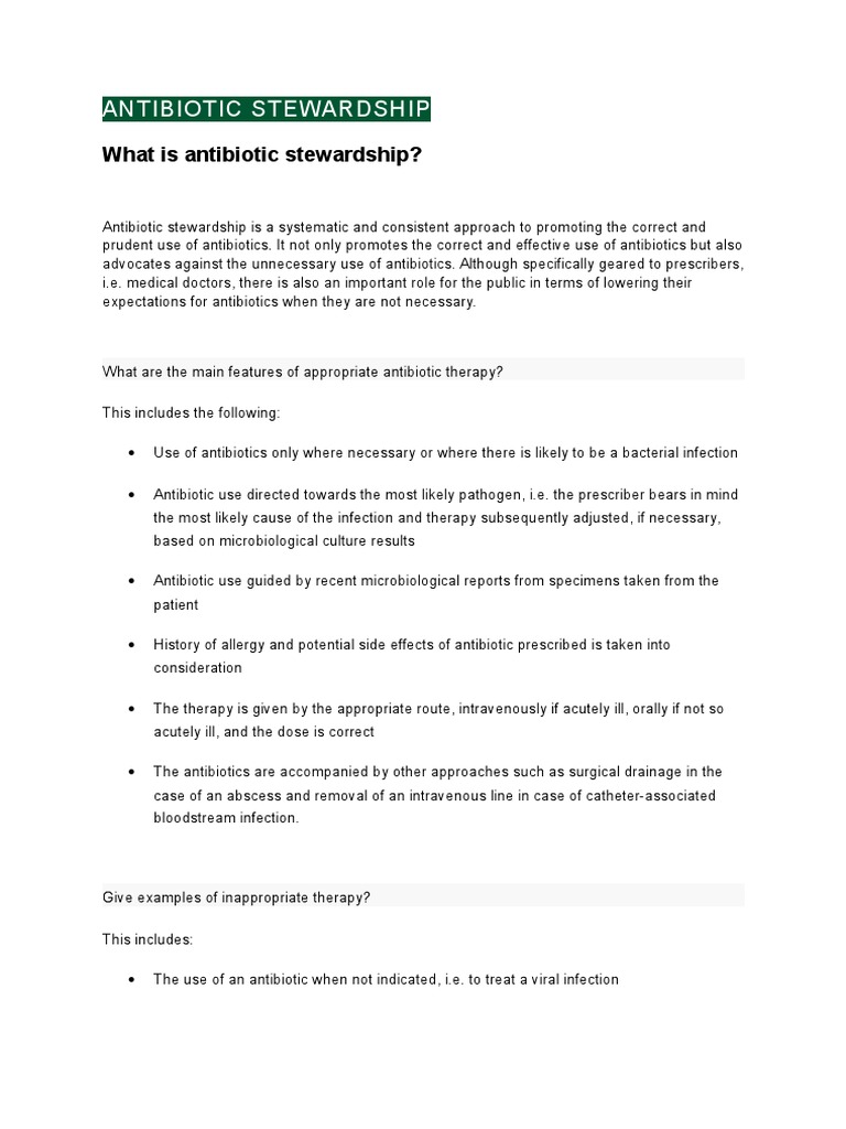 Antibiotic Stewardship | PDF | Antimicrobial Resistance | Antibiotics