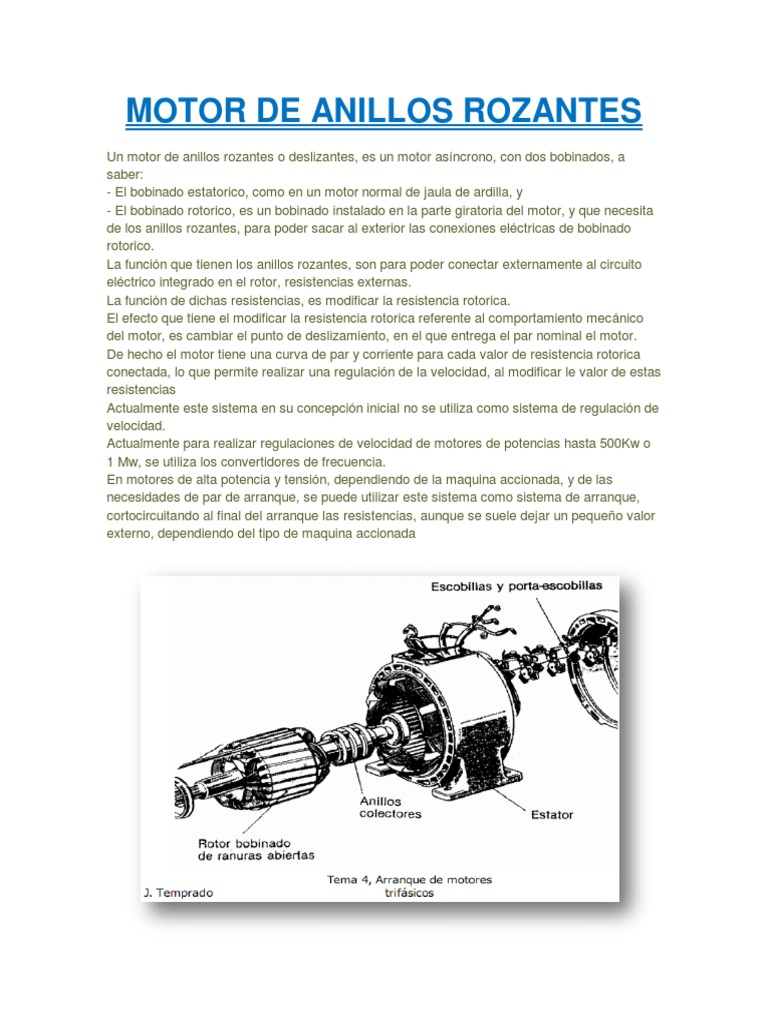 Motor De Anillos Rozantes Funcionamiento Y Usos Pdf Informática