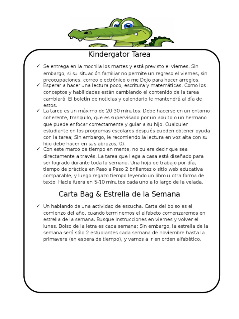 Kindergator Tarea | PDF