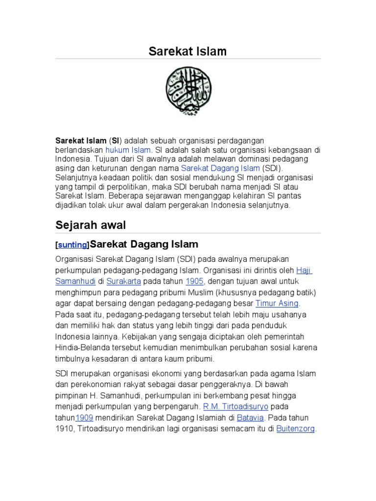 Sarekat Islam | PDF | Politik