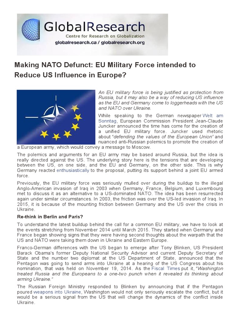 EU Military Force: Reducing US Influence? | PDF | Munich Security ...