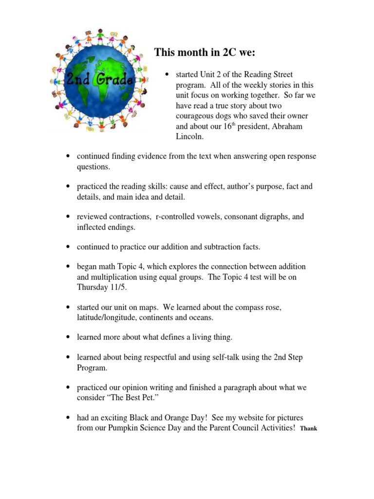 November 2C Class Update and Activities | PDF