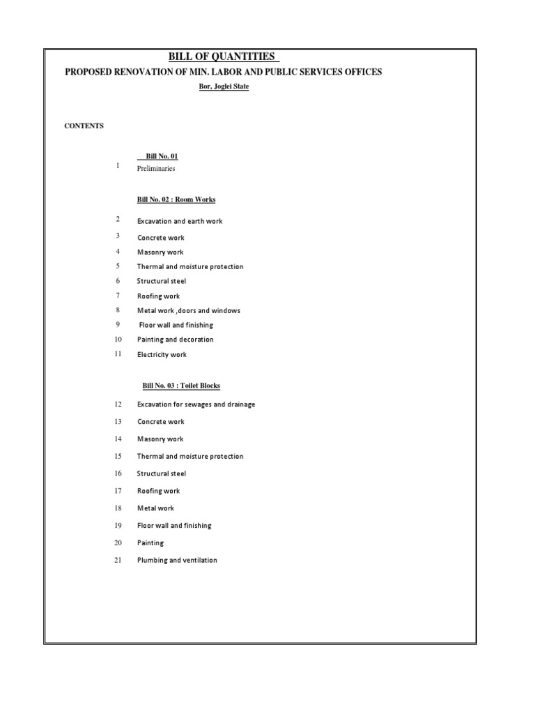 BOQ Sample 2 | Electrical Wiring | Structural Steel