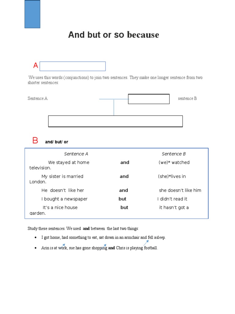 Conjunctions: And, But, Or, So, Because | PDF