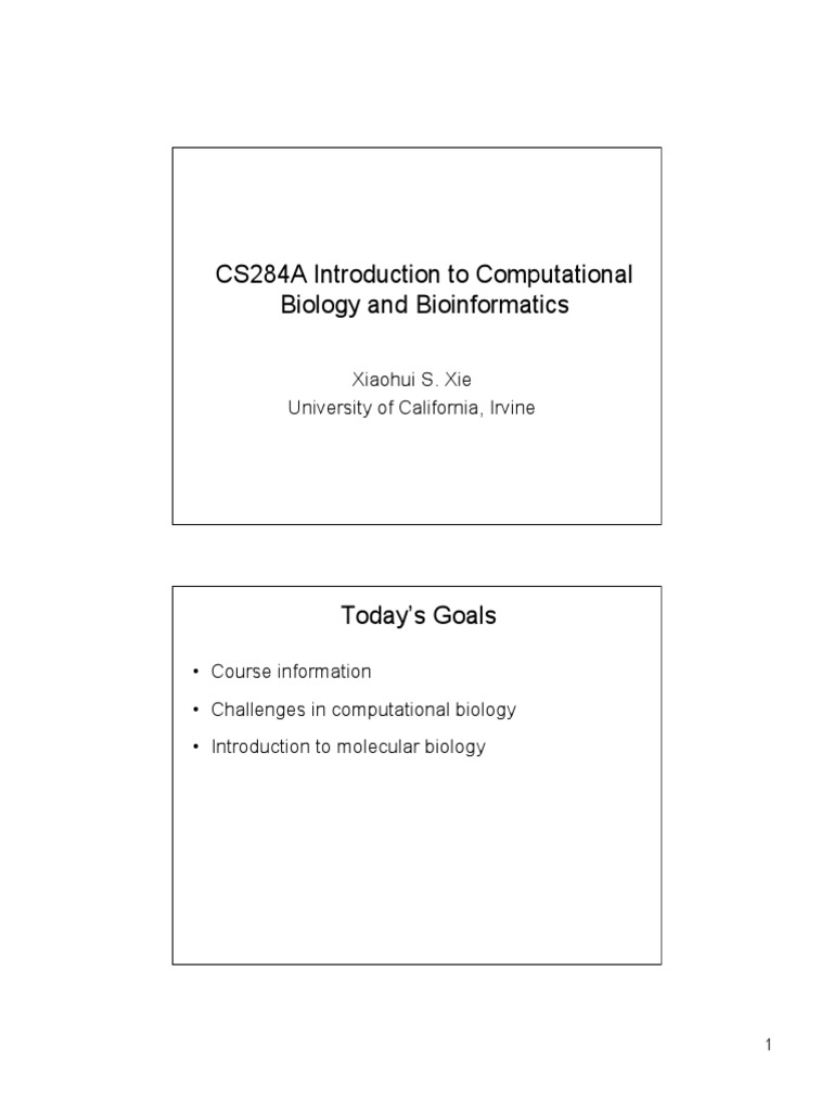 CS284A Introduction To Computational Biology and Bioinformatics | PDF ...
