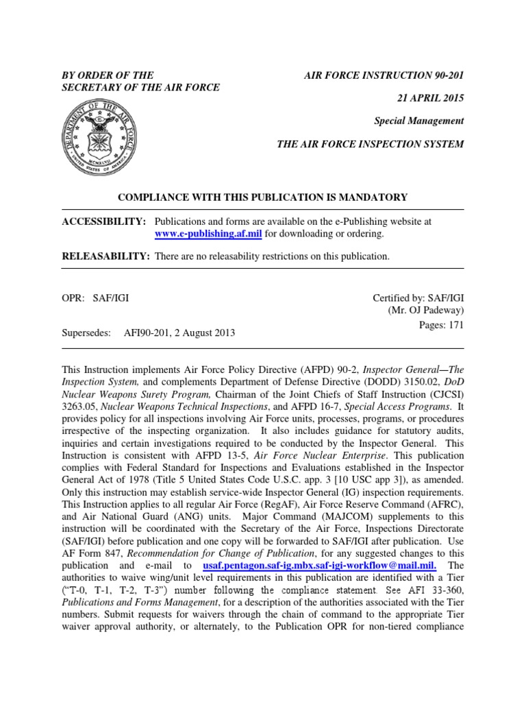 Handout 3 - AFI 90-201 21 Apr 15 | United States Air Force | Military ...