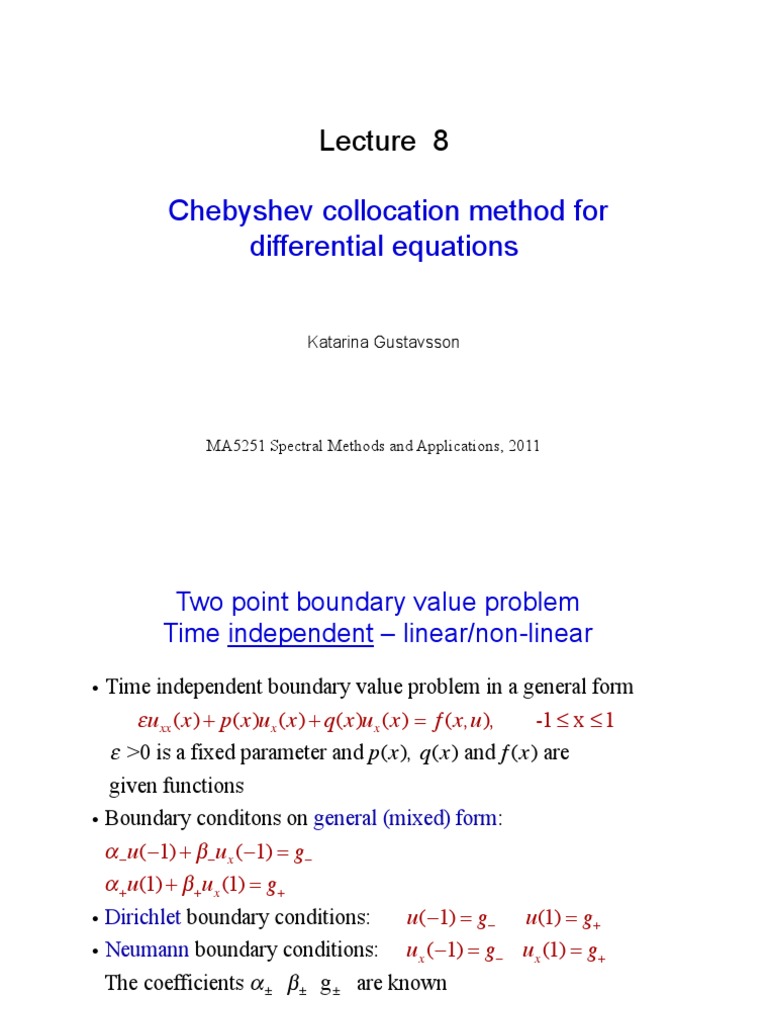 Chebyshev Collocation Method For Differential Equations Pdf Boundary Value Problem