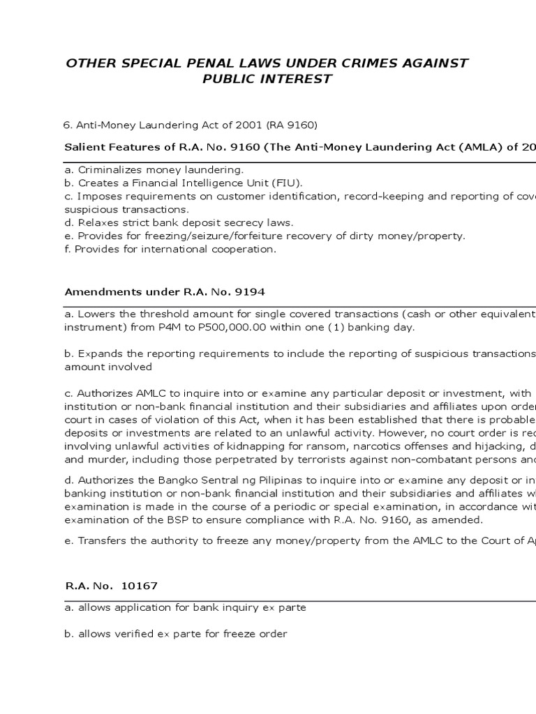 Amla To Ra 10586 | PDF | Money Laundering | Public Law