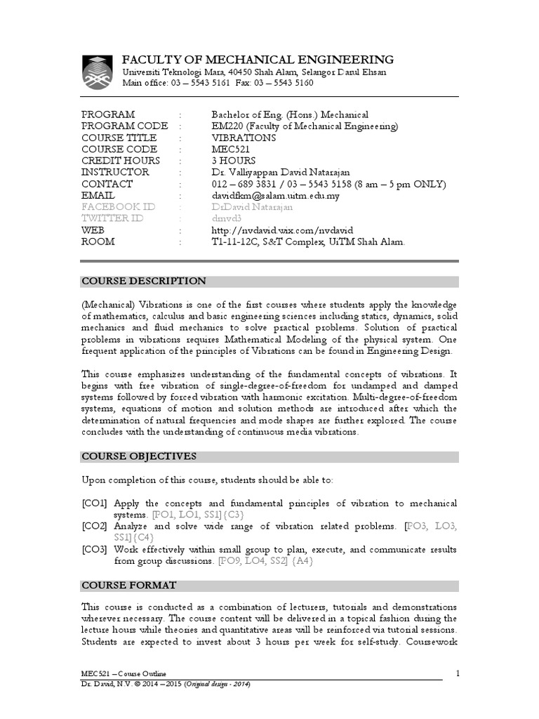 Course Outline GDSGSD - MEC521 (SeptSGSGSD14-Jan15) - DavidNV - 2 | PDF ...