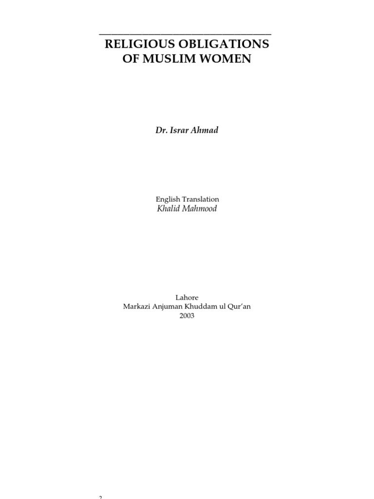 Religious Obligations of Muslim Women | PDF