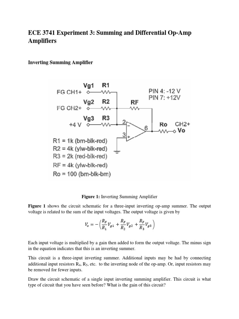 Operational amplifier experiment manual for digital electronics