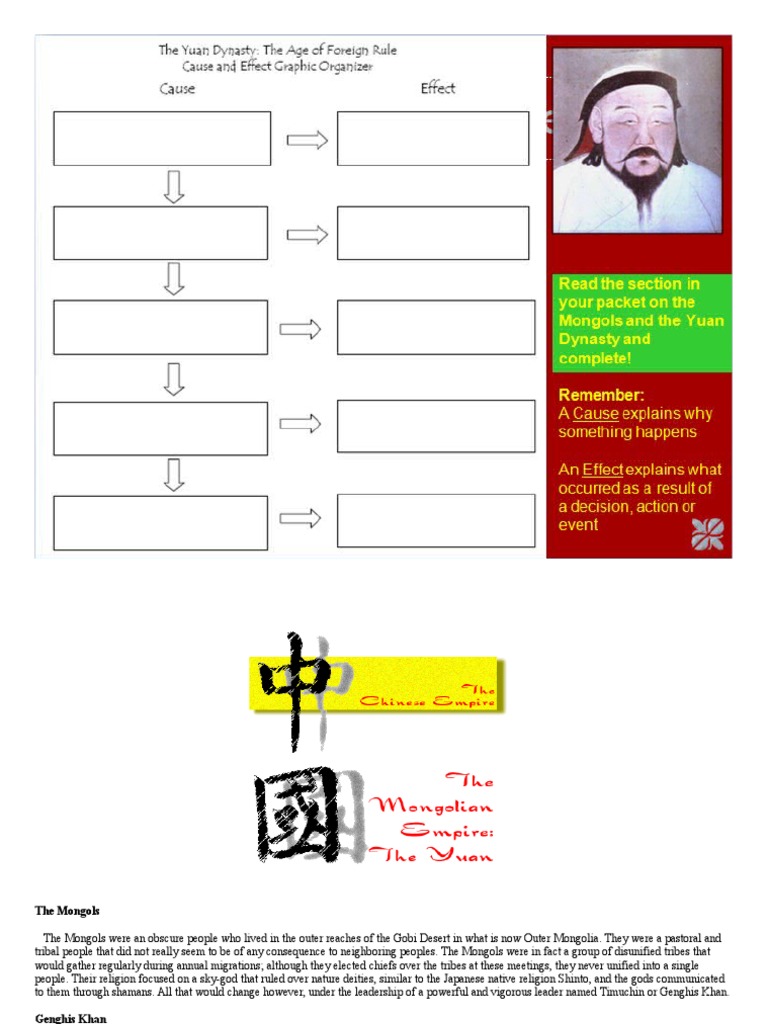 Mongols Flow Chart and Reading | PDF | Mongol Empire | Genghis Khan