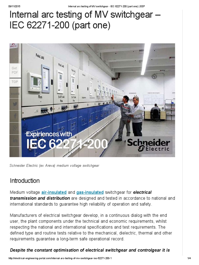 Internal Arc Testing of MV Switchgear - IEC 62271-200 (Part One) - EEP ...