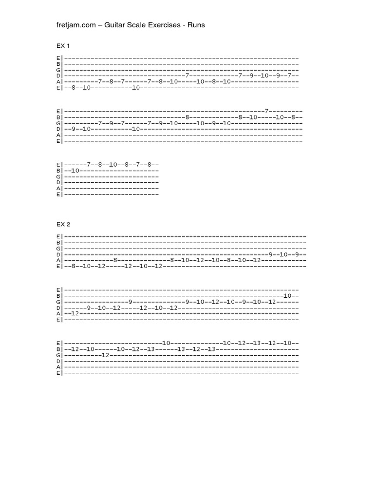 Guitar Scale Exercises and Runs PDF | PDF