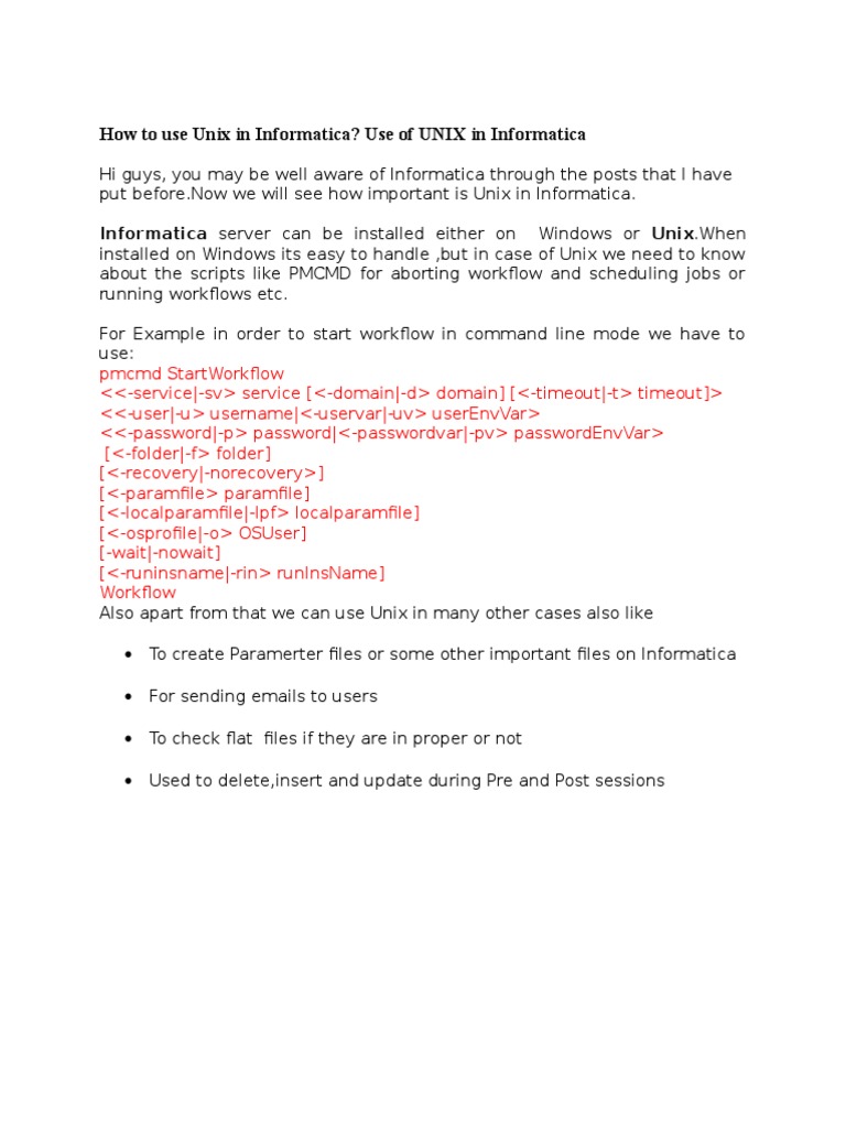 How To Use Unix in Informatica-Cod - SCR | PDF | Filename | Parameter (Computer Programming)