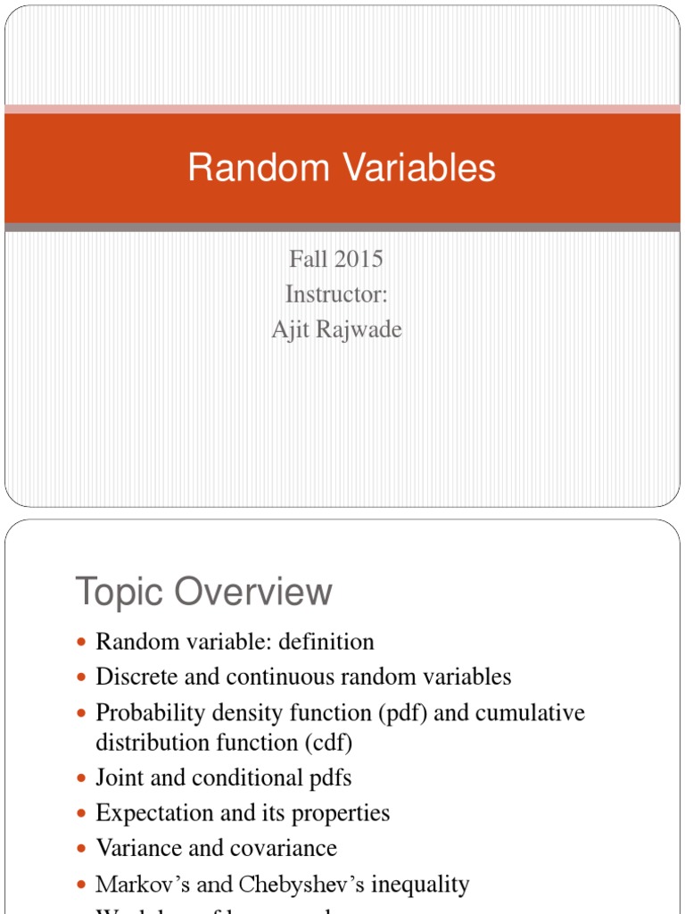 Random Variables PDF | PDF | Covariance | Probability Distribution