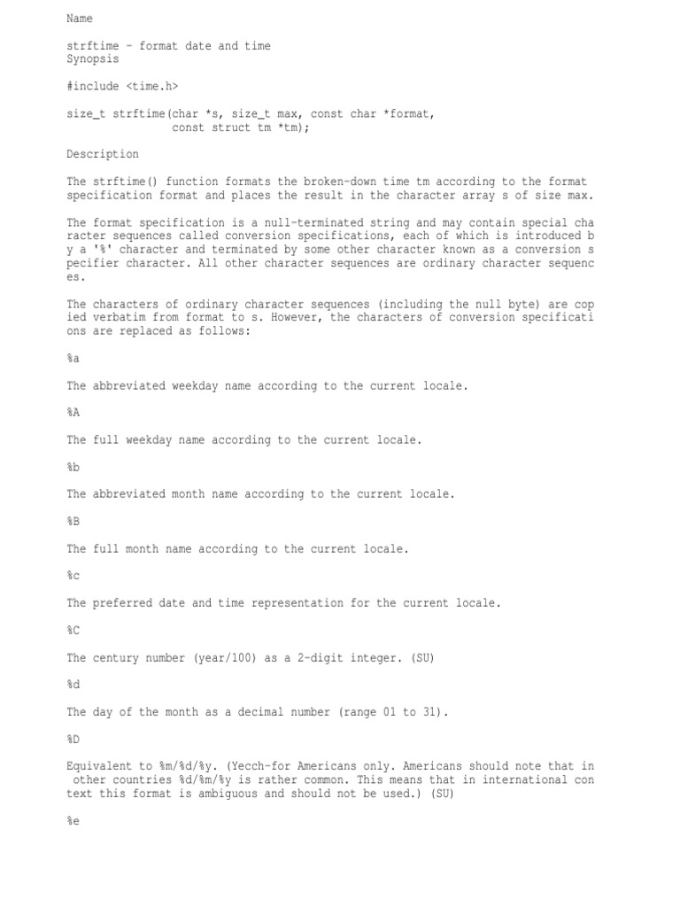 Strftime Man Instruct Pdf C Programming Language Computer Programming