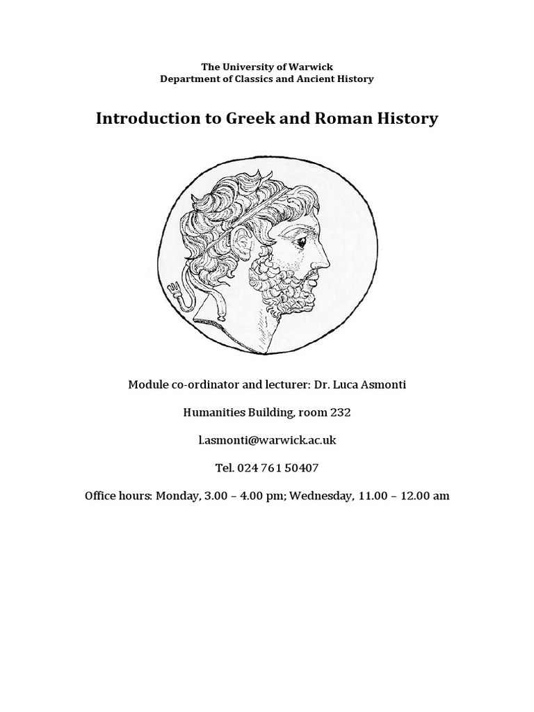 Introduction to the Study of Ancient Greek and Roman History: A ...