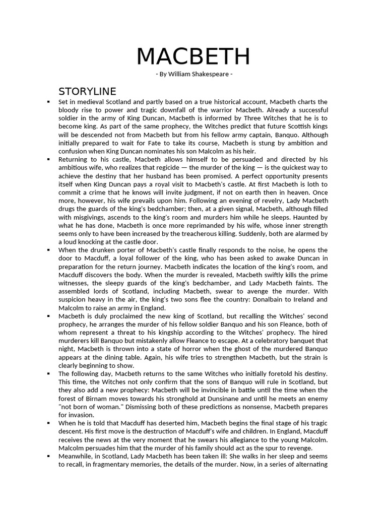 MACBETH - Storyline and Seminal Productions | PDF | Macbeth ...