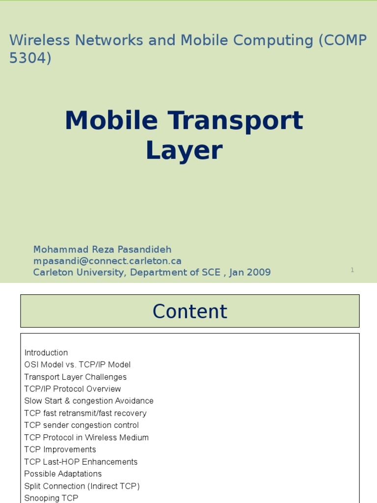 Mobile Transport Layer | PDF | Network Congestion | Transmission ...