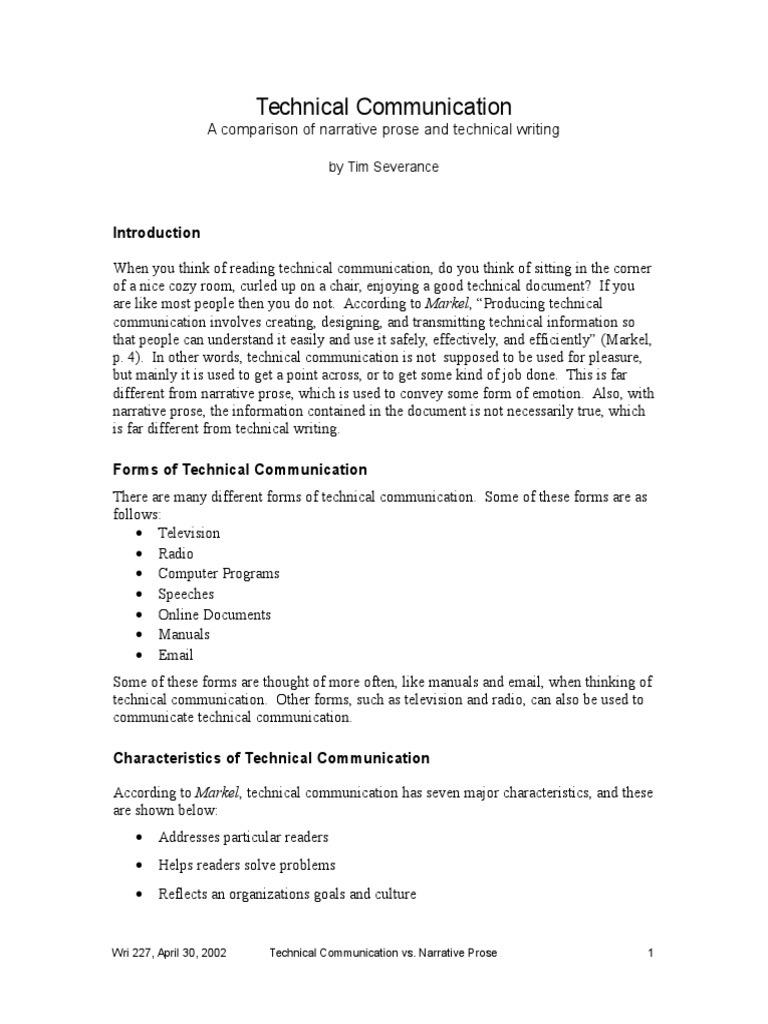Technical vs. Narrative Writing | PDF | Technical Communication | Narrative
