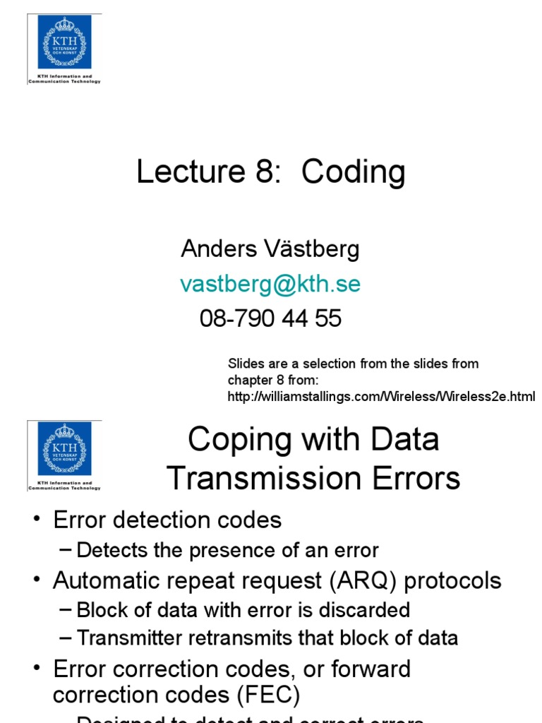 F8 Error Correcting Codes | PDF | Error Detection And Correction ...