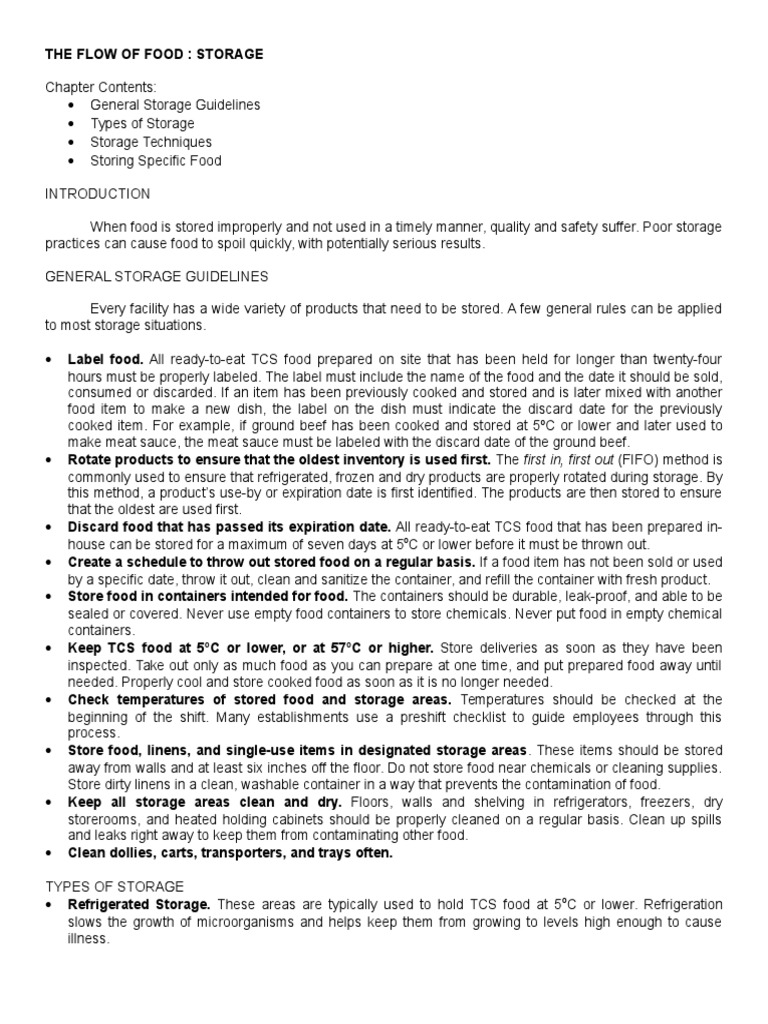 The Flow of Food-Storage | PDF | Shelf Life | Refrigerator