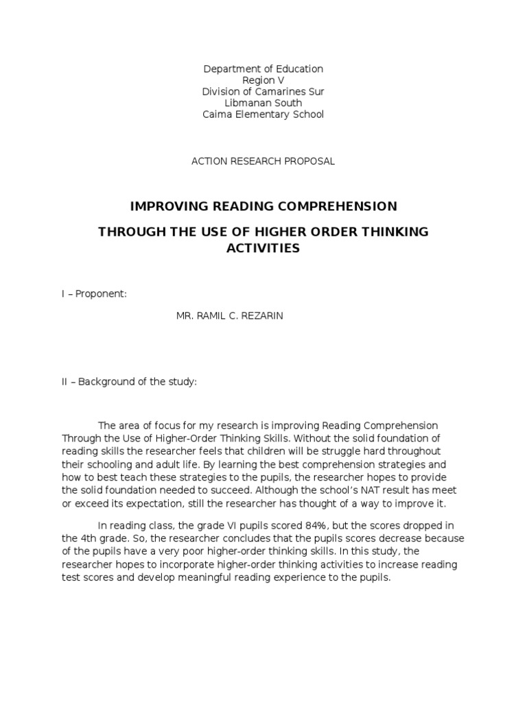 Action Research | Reading Comprehension | Teachers